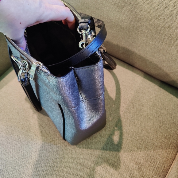 Coach | Bags | Coach Metallic Silver Purse With Gunmetal Hardware ...